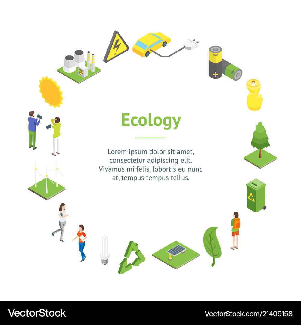 Ecology concept banner card circle 3d isometric Vector Image