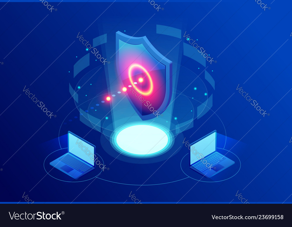 Isometric Protection Network Security And Safe Vector Image