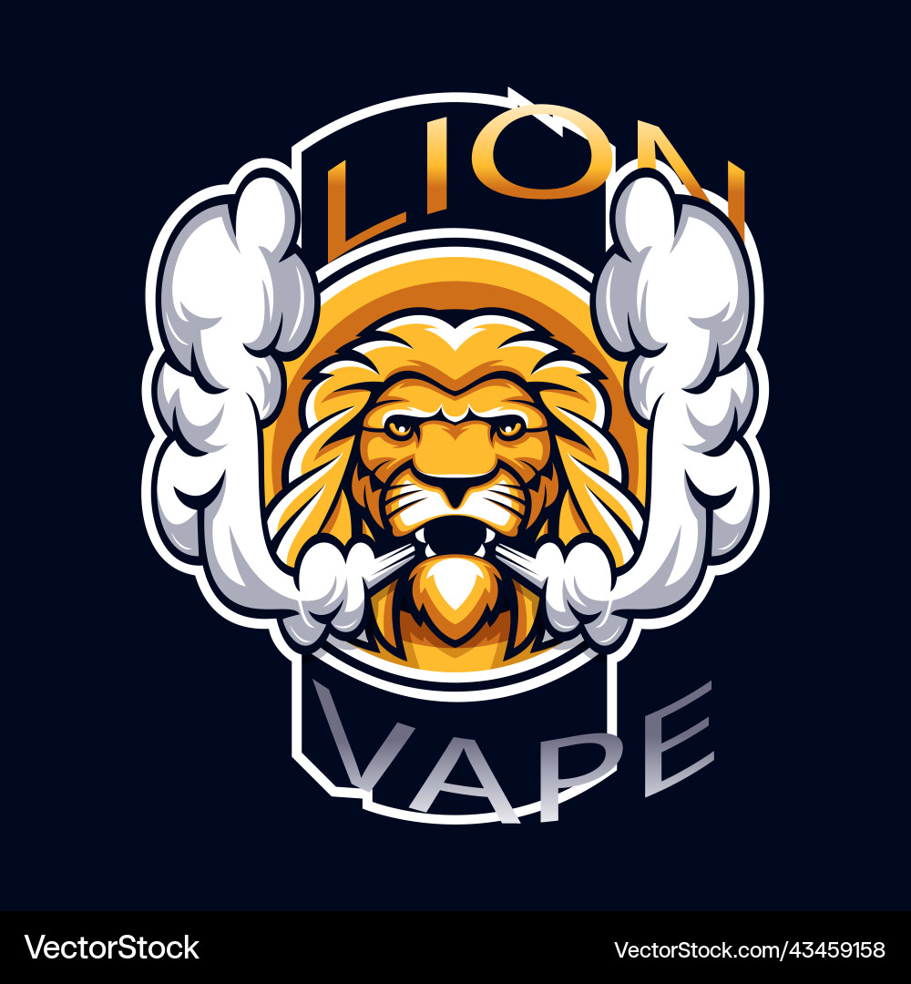 Lion vape mascot logo Royalty Free Vector Image