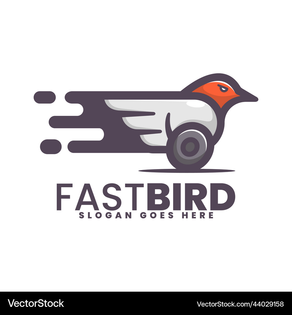 Logo fast bird simple mascot style Royalty Free Vector Image