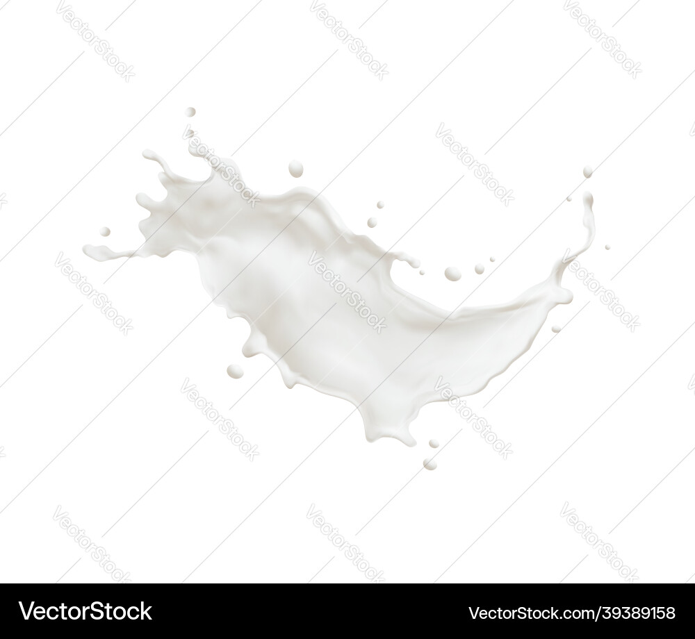 Milk wave splash with splatters and white drops Vector Image