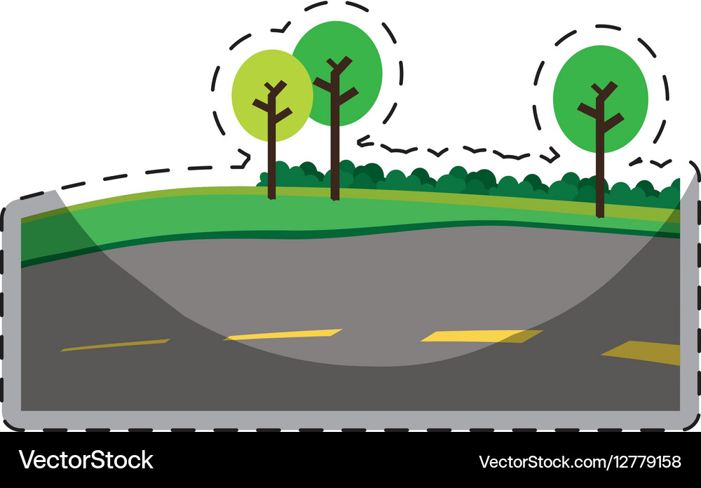 Paved road with trees on the roadside icon image Vector Image