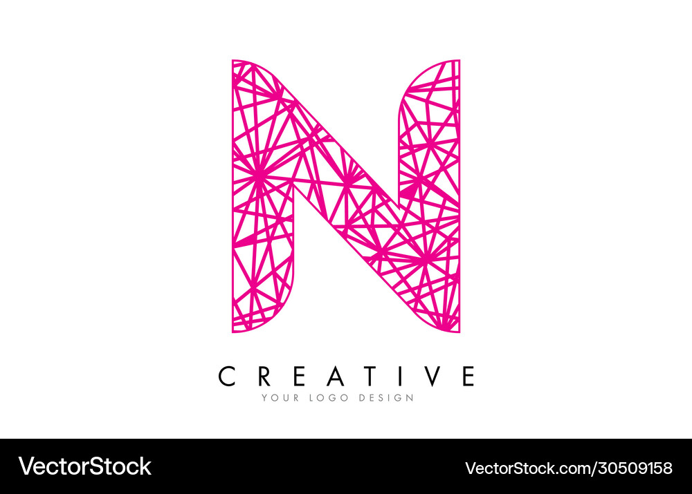 Sketched stylized letter n with different pink Vector Image