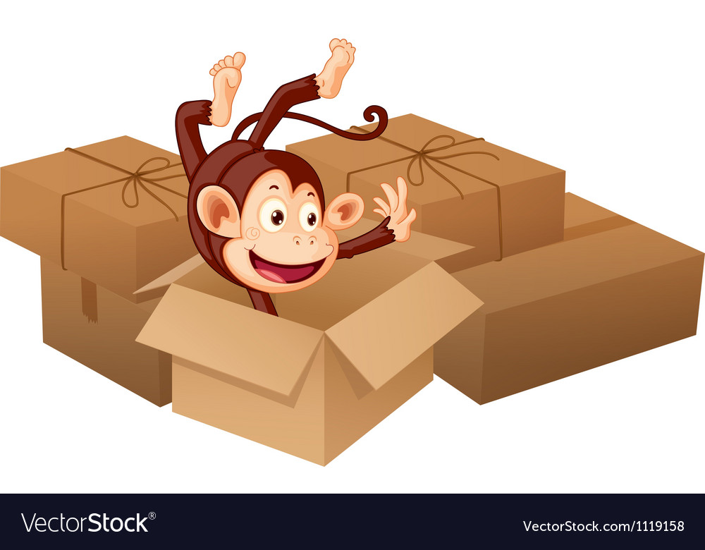 Smiling monkey with boxes Royalty Free Vector Image