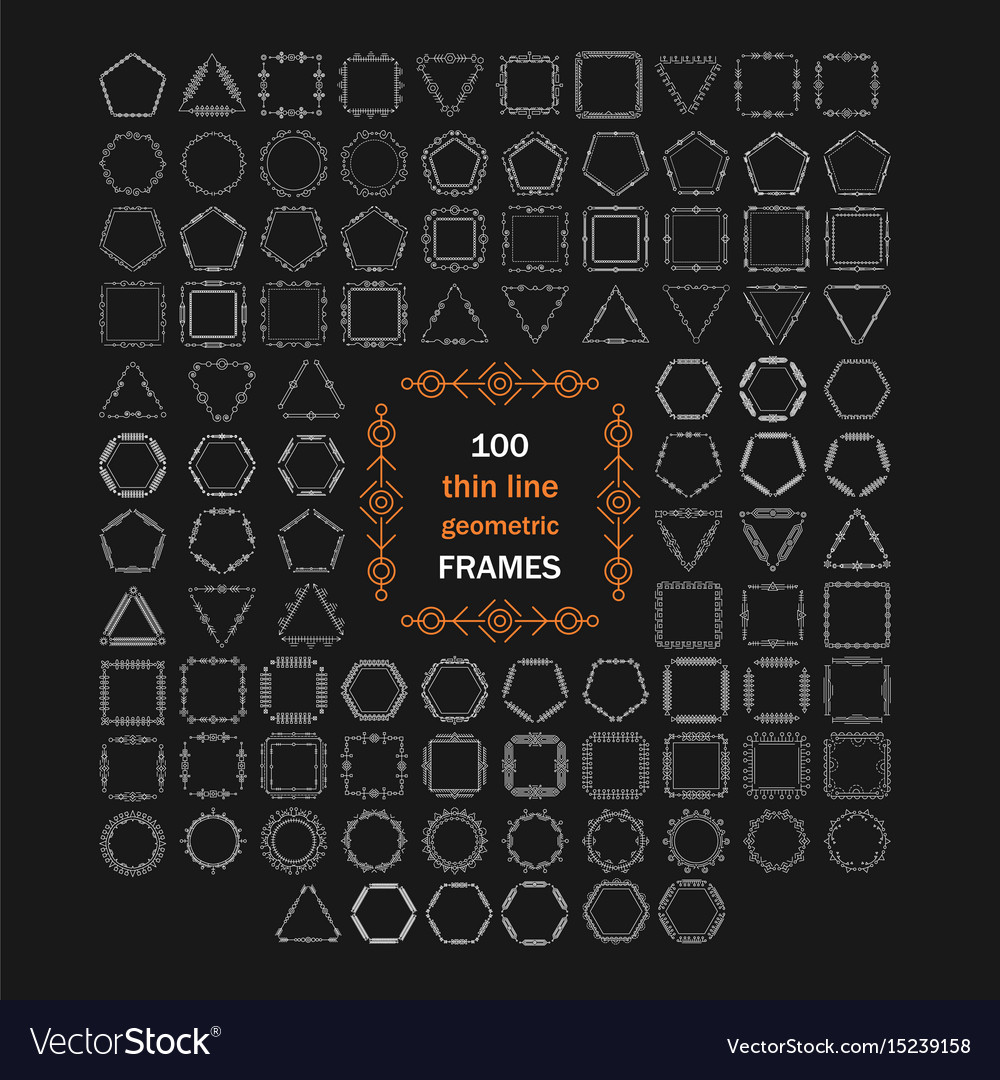 Thin line modern geometric frames Royalty Free Vector Image