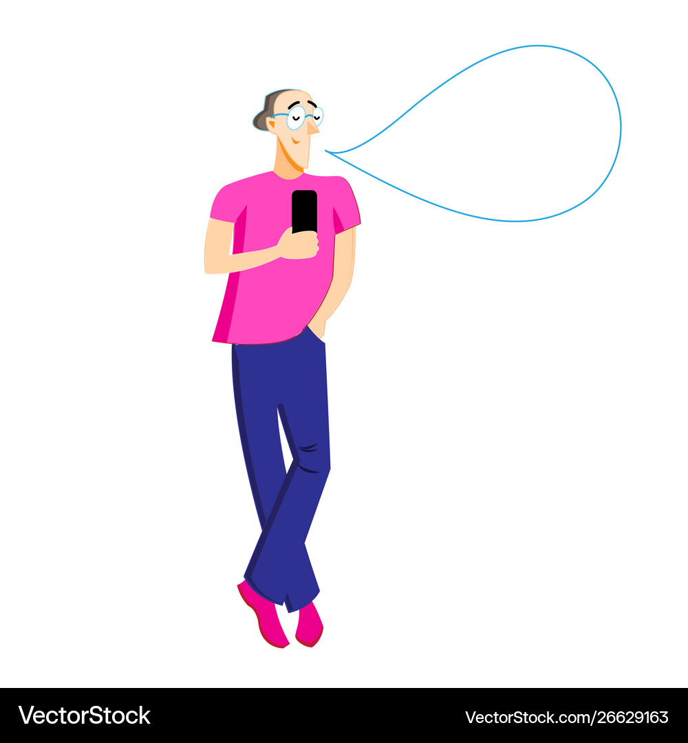 Beautiful a man with a phone isolated Royalty Free Vector