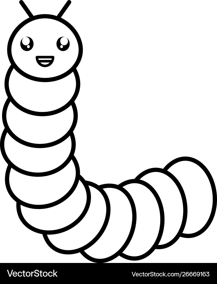Cute little worm kawaii character Royalty Free Vector Image