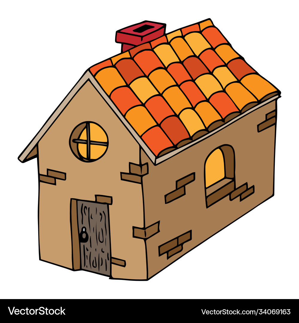 Fairy-tale cartoon house a rustic hand Royalty Free Vector