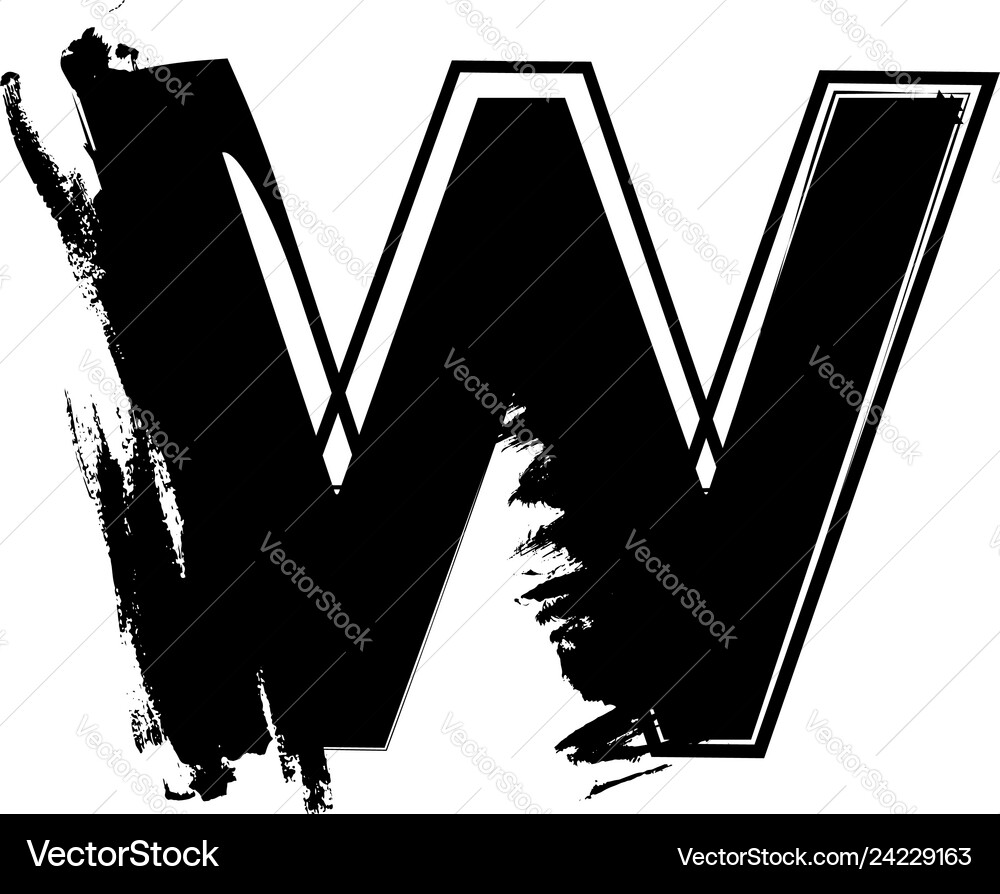 Grunge font letter w Royalty Free Vector Image