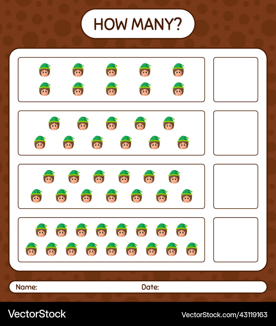 How many counting game with girls worksheet Vector Image