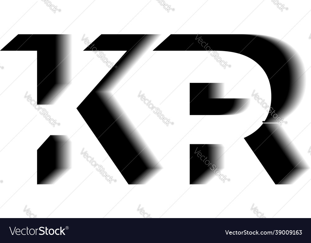 Kr monogram shadow shape style Royalty Free Vector Image