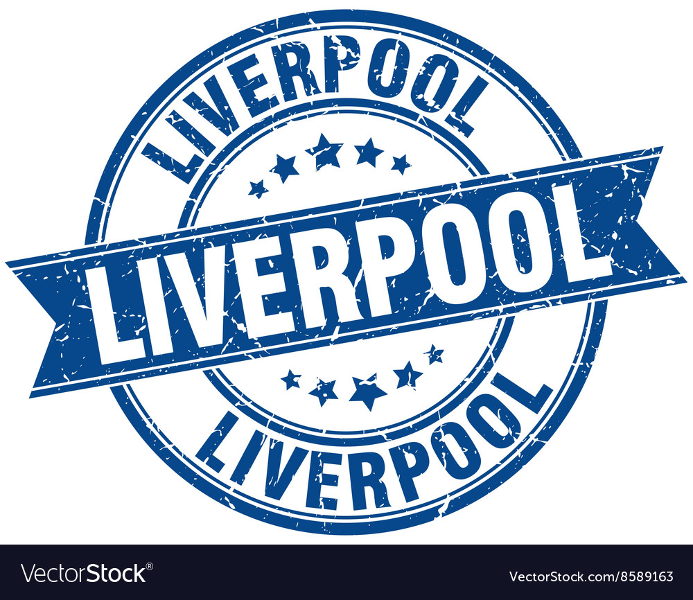 Liverpool blue round grunge vintage ribbon stamp Vector Image