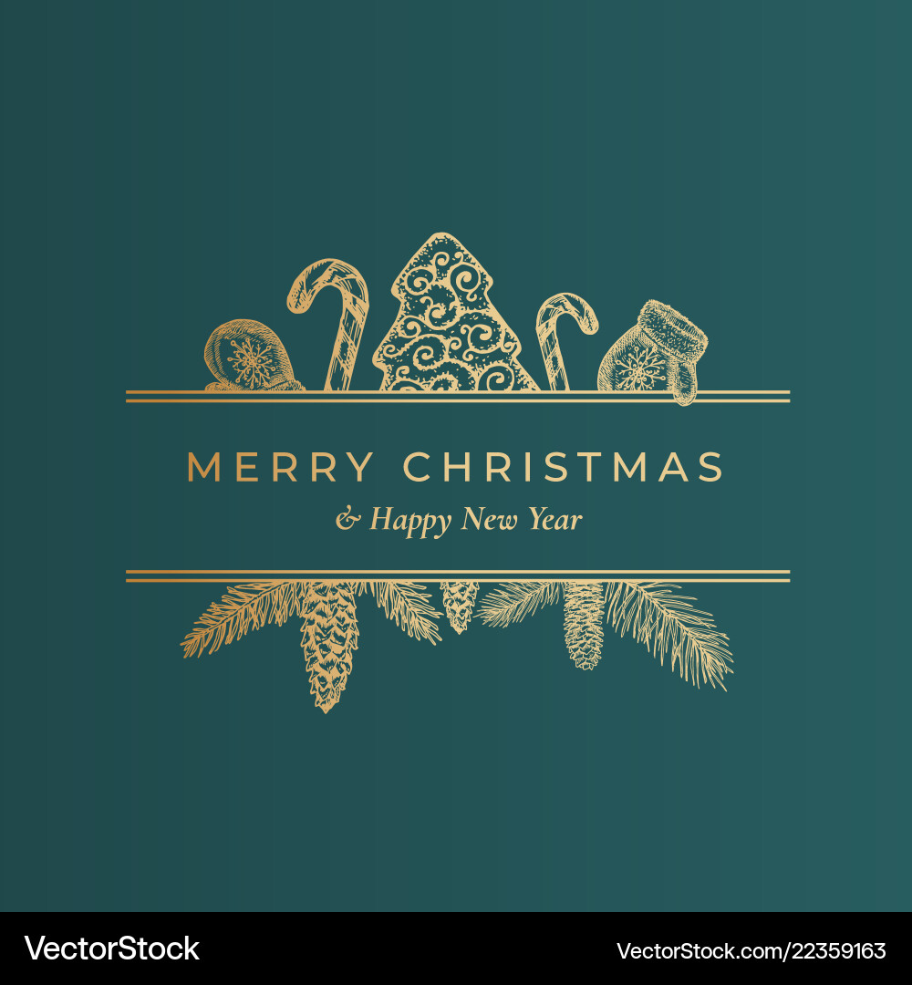 Merry christmas abstract classy label sign Vector Image