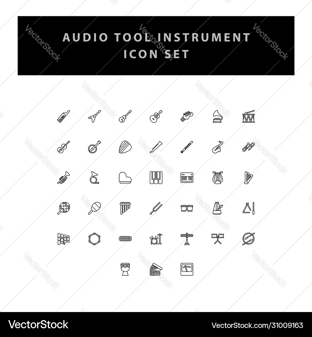Musical instruments icons set with outline design Vector Image