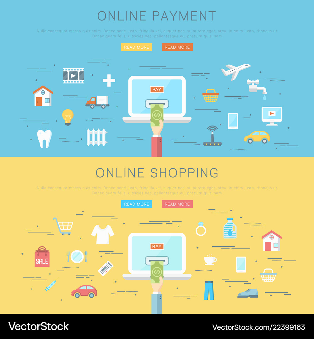Online payment and shopping concept Royalty Free Vector