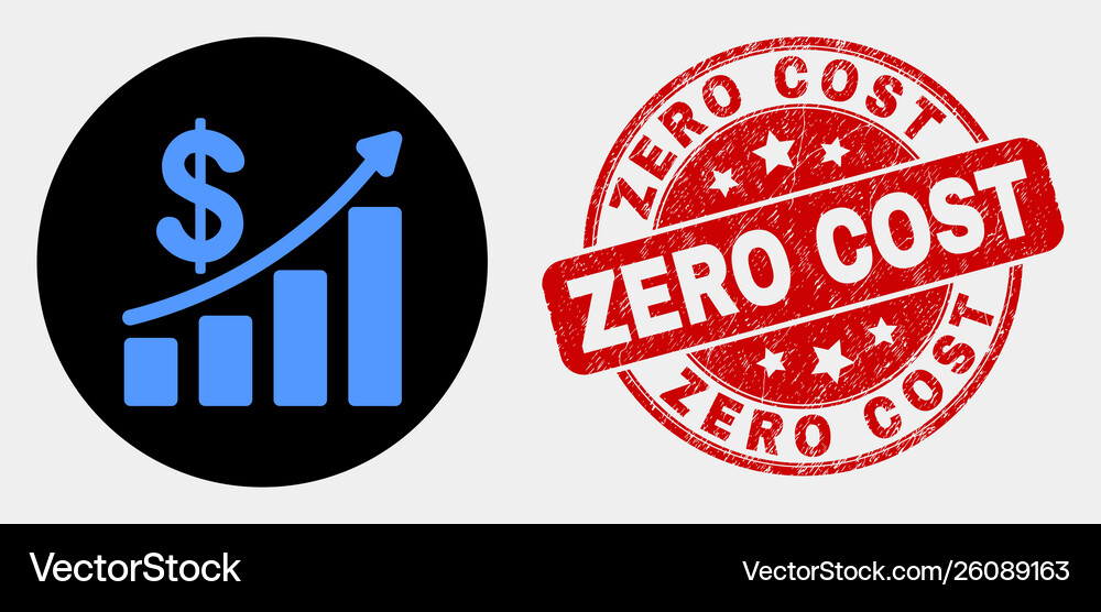 Profit up trend chart icon and grunge zero Vector Image
