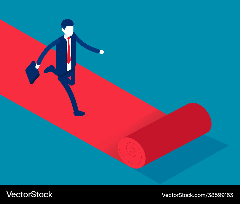 Running on red carpet isometric business Vector Image