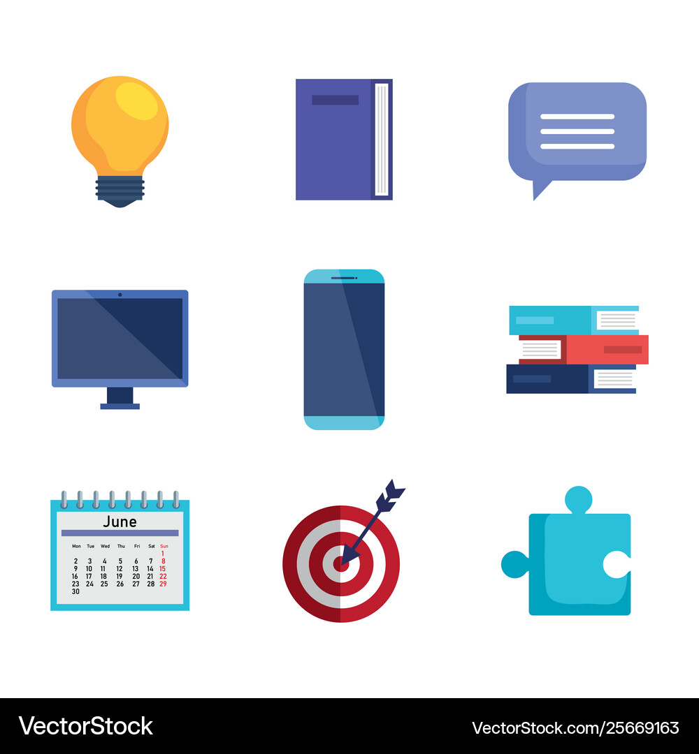Set office business and marketing strategy data Vector Image