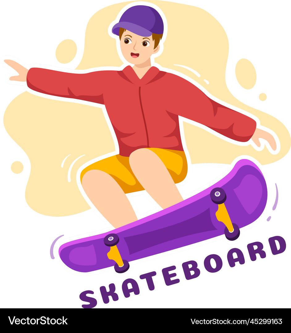 Skateboard with skateboarders jump using board Vector Image