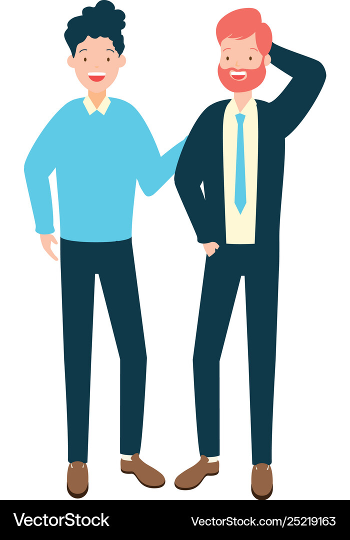 Two men diversity characters Royalty Free Vector Image