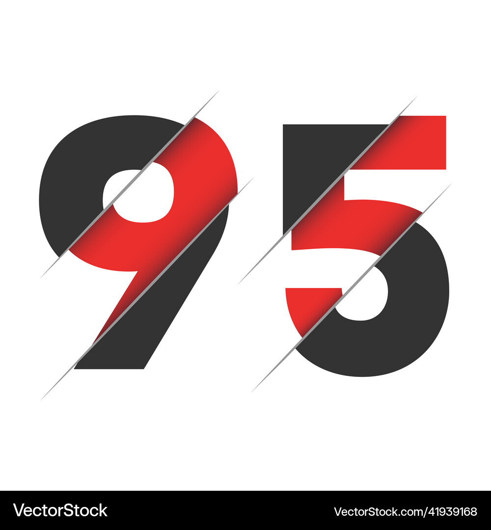 95 9 5 number logo design with a creative cut Vector Image