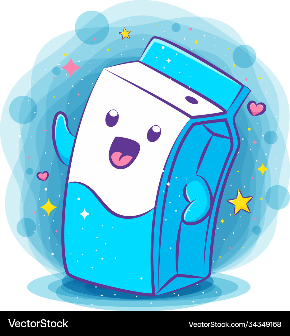 Cute milk box kawaii character Royalty Free Vector Image