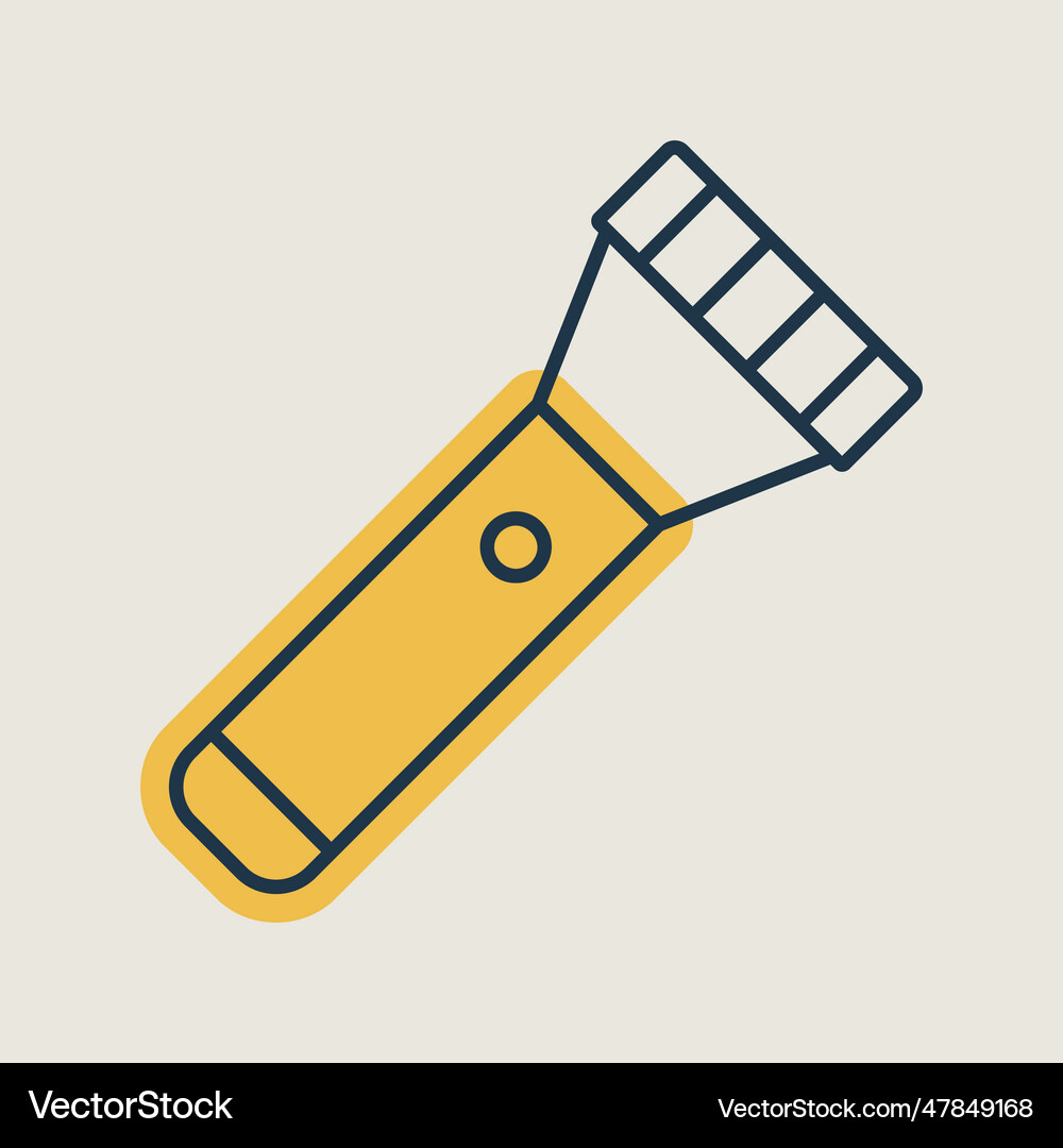 Flashlight isolated icon camping and hiking sign Vector Image