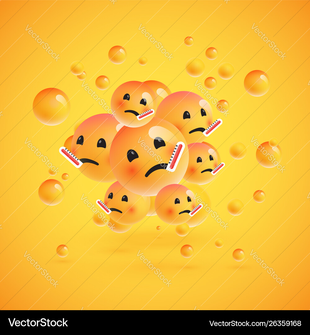 Group high detailed yellow emoticons Royalty Free Vector