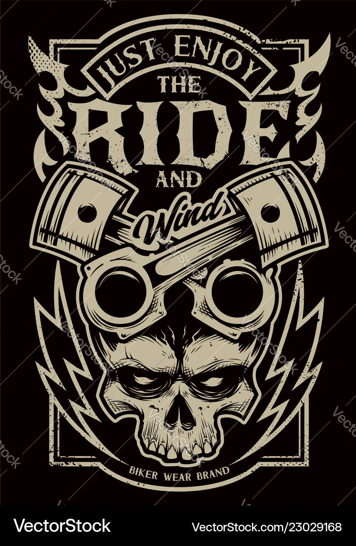 Just enjoy the ride biker art Royalty Free Vector Image