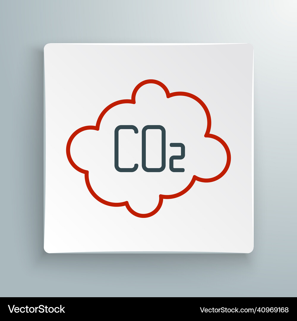 Line co2 emissions in cloud icon isolated on white
