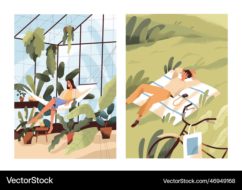 People relax alone with nature solitude concept Vector Image