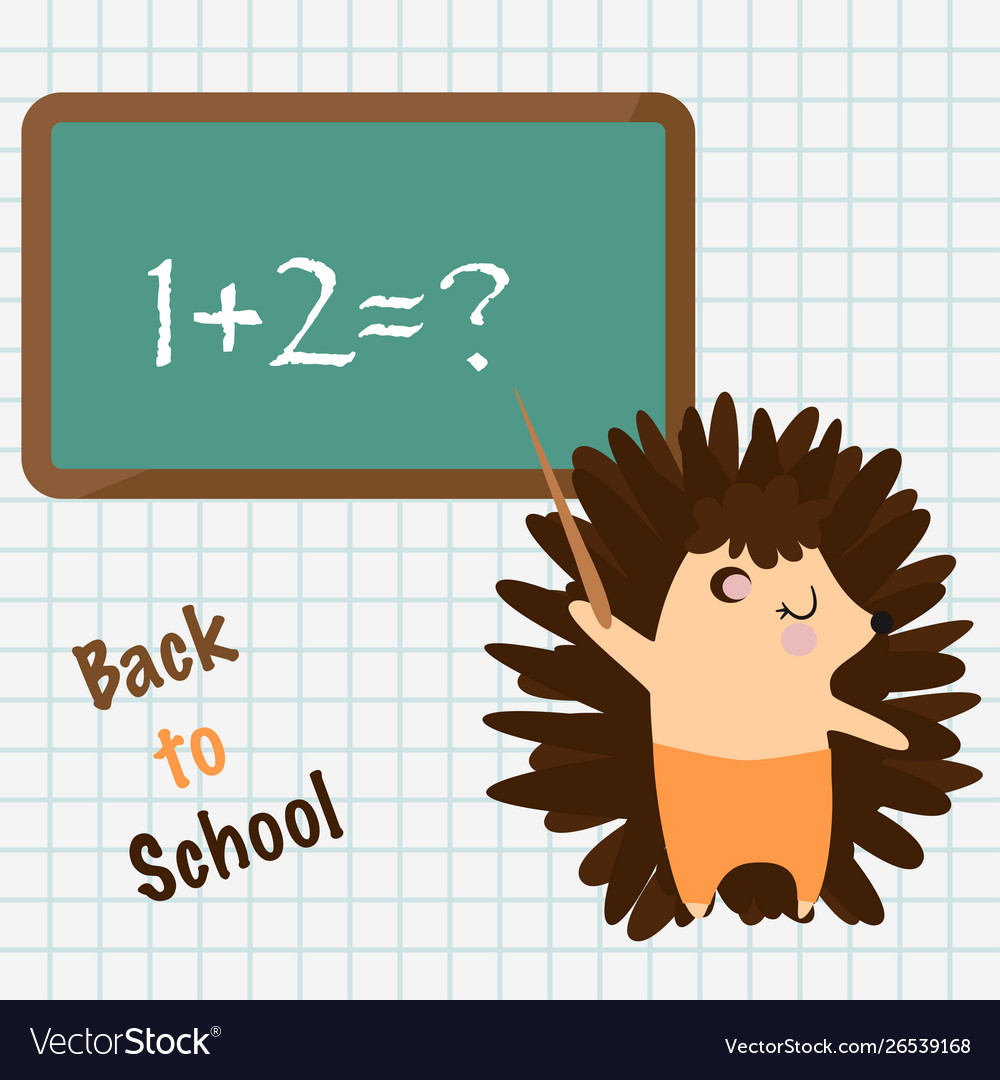 Poster back to school with a hedgehog Royalty Free Vector