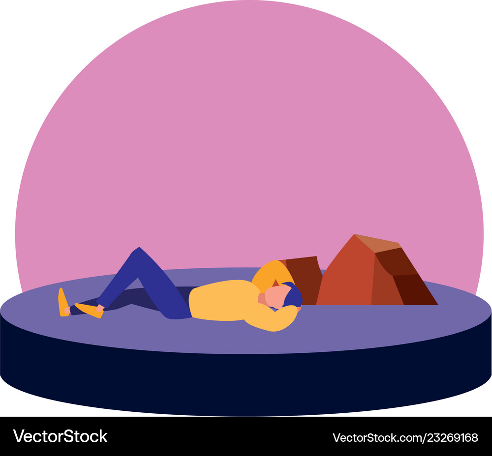 Relaxed man lying down natural outdoor Royalty Free Vector