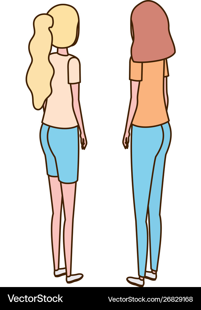 Young women back position on white background Vector Image