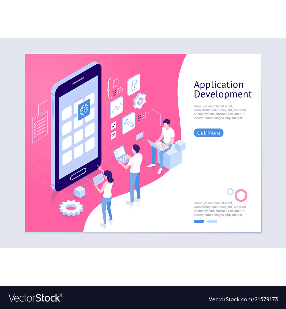 Application development isometric Royalty Free Vector Image