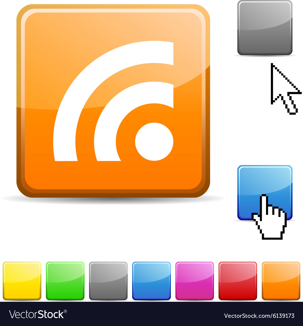 Rss glossy button Royalty Free Vector Image - VectorStock