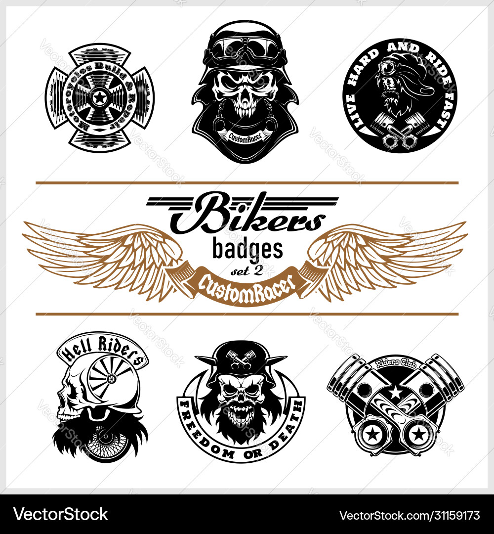 Set vintage motorcycle labels badges Royalty Free Vector