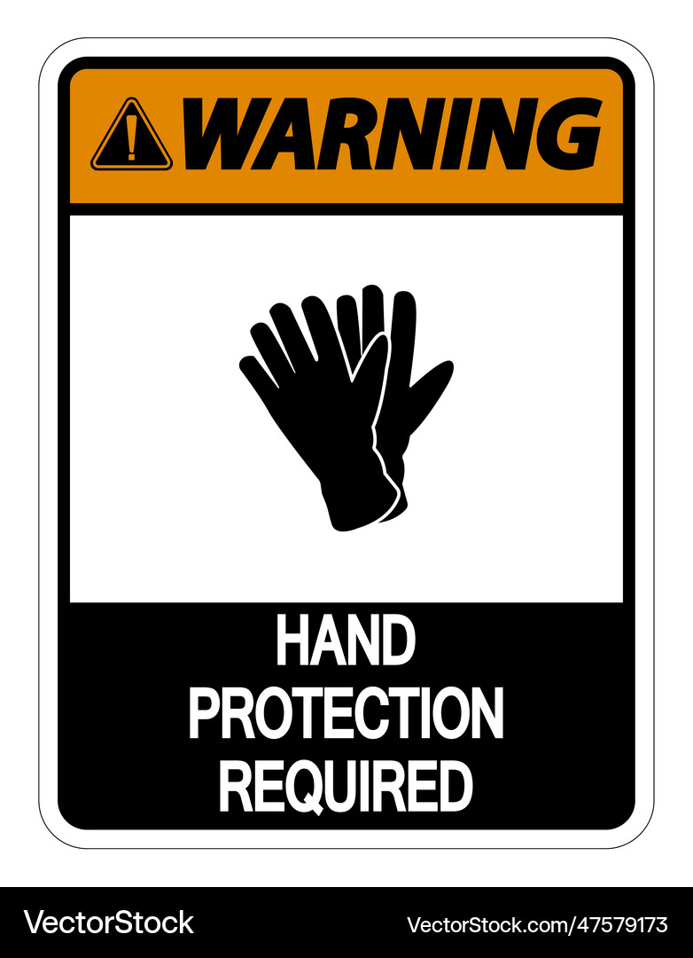 Warning hand protection required sign on white Vector Image