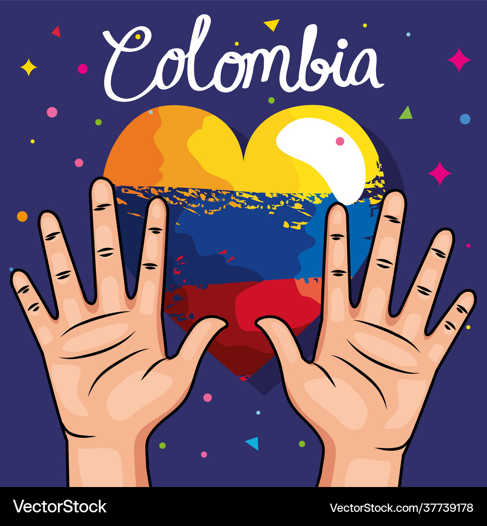 Colombians hands and heart Royalty Free Vector Image