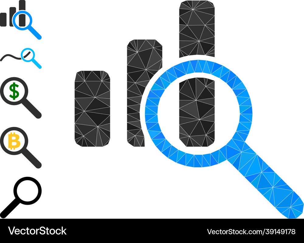 Expore bar chart polygonal icon and other icons Vector Image