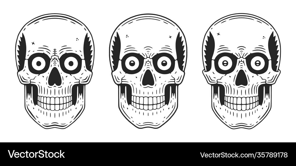 Funny skull modern logo retro dude Royalty Free Vector Image