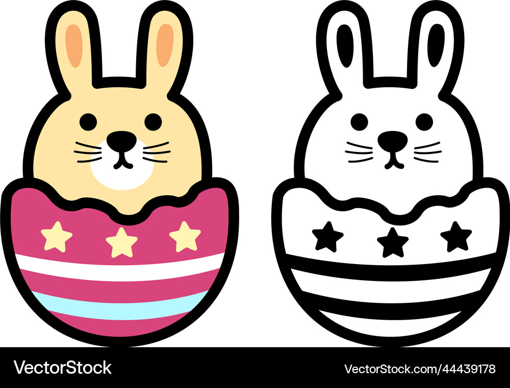 Isolated colorful and black white rabbit Vector Image