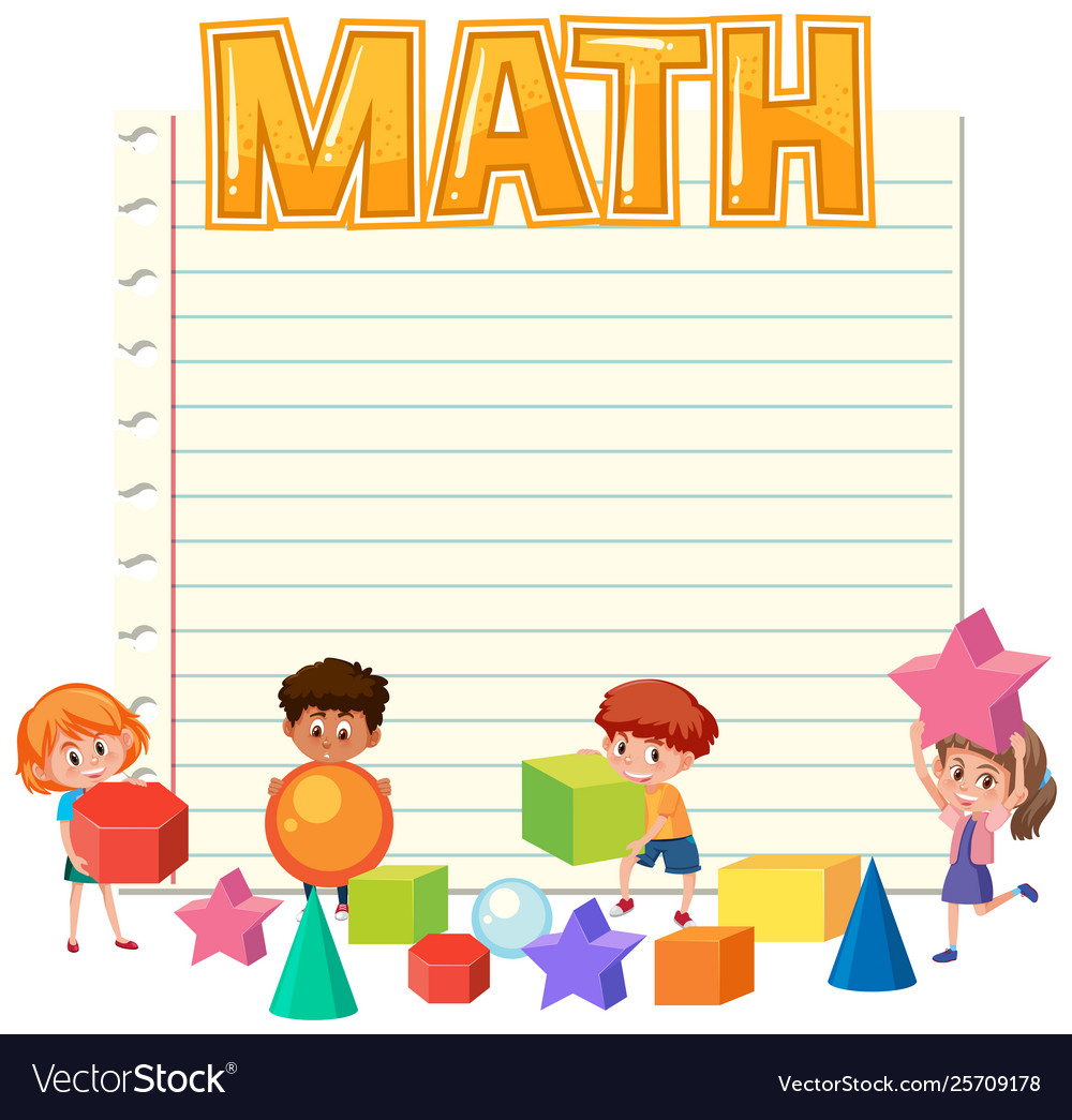 Math children on note template Royalty Free Vector Image
