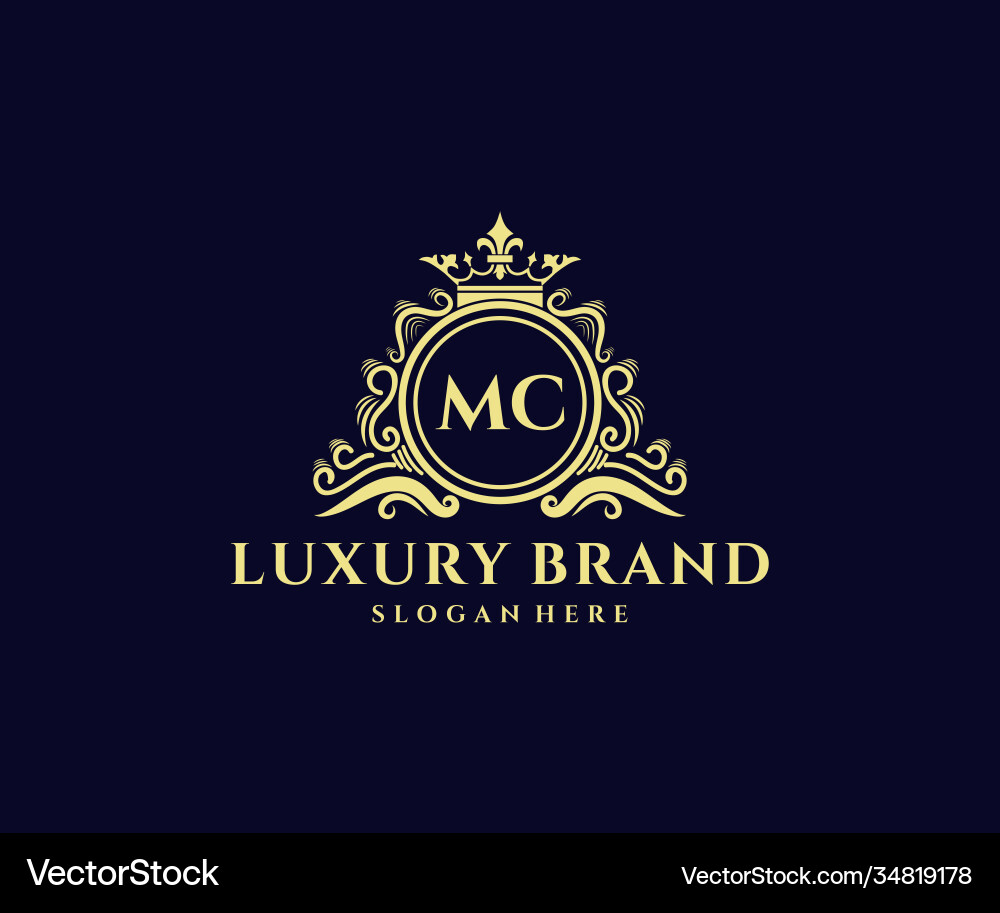 Mc initial letter gold calligraphic feminine Vector Image