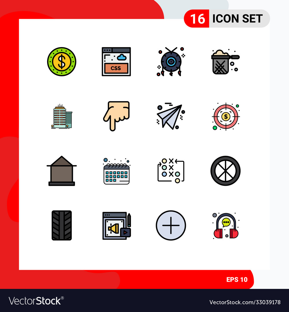 Mobile interface flat color filled line set 16 Vector Image