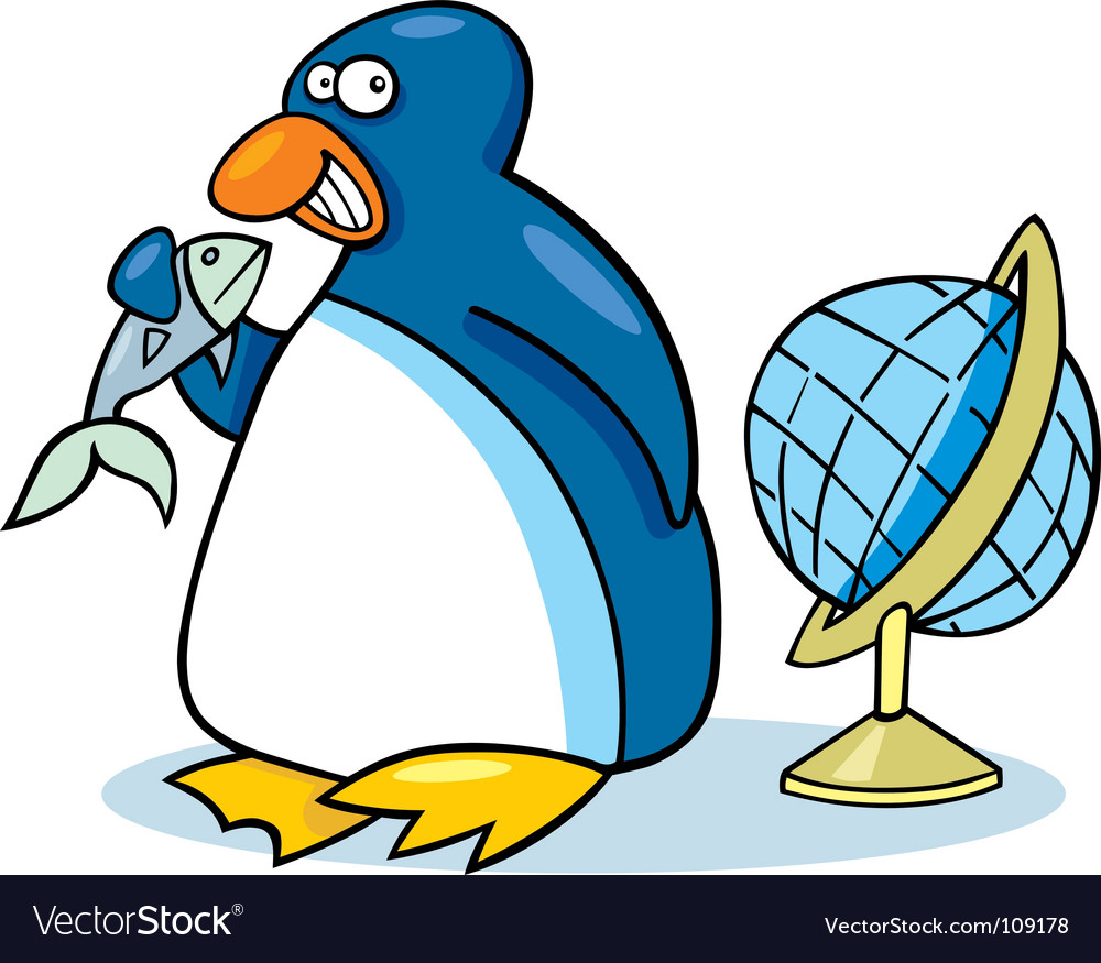 Penguin with fish Royalty Free Vector Image - VectorStock