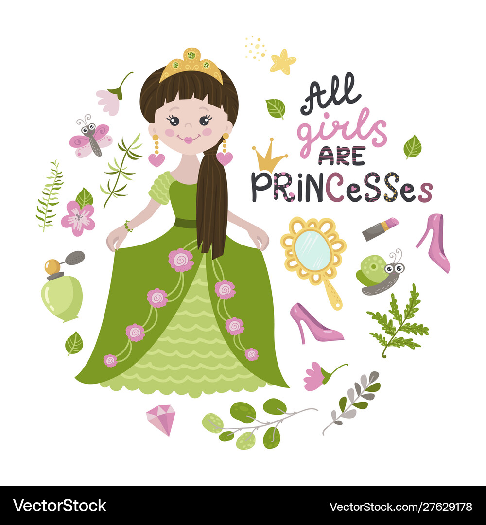 Poster with princess and lettering Royalty Free Vector Image