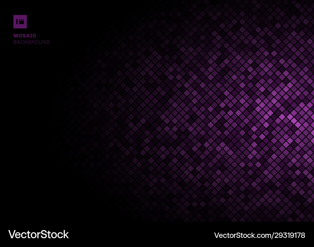 Purple mosaic pixel seamless pattern on fade out Vector Image