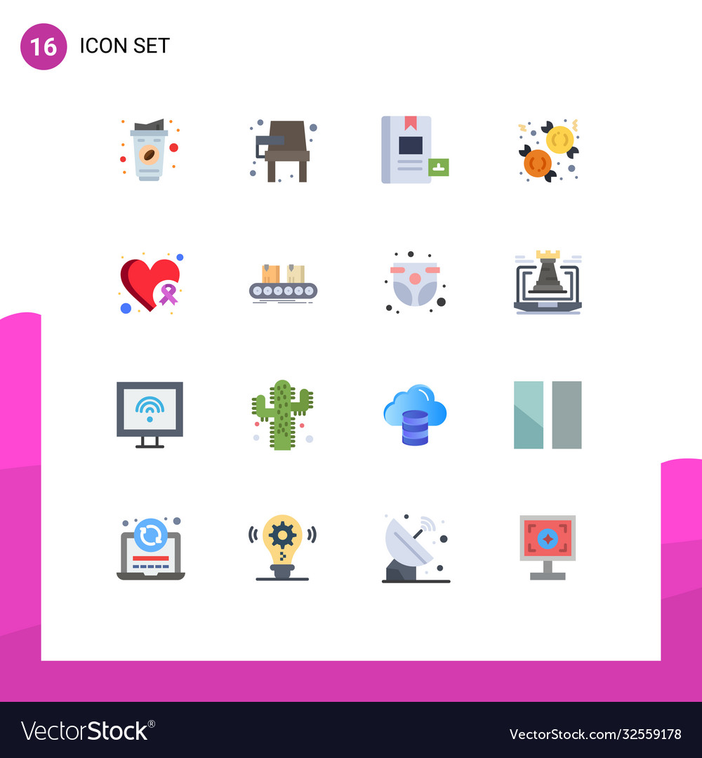 Set 16 modern ui icons symbols signs for sweet Vector Image