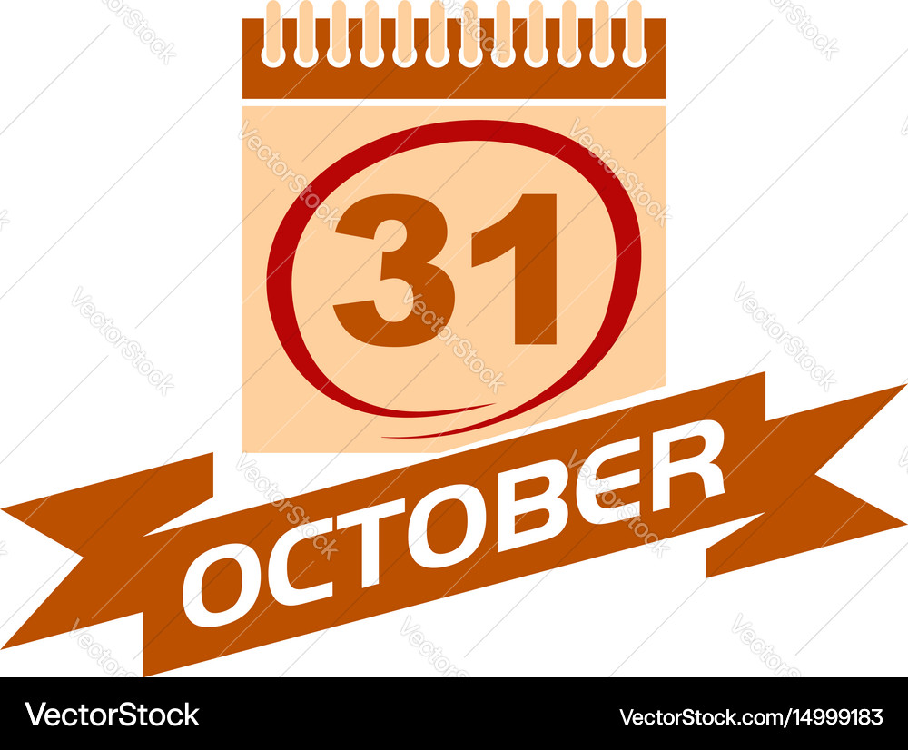 31 october calendar with ribbon Royalty Free Vector Image